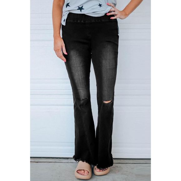 Azura Exchange | Jeans | Azura Exchange Black Distressed Bell Bottom Denim Pants | Poshmark